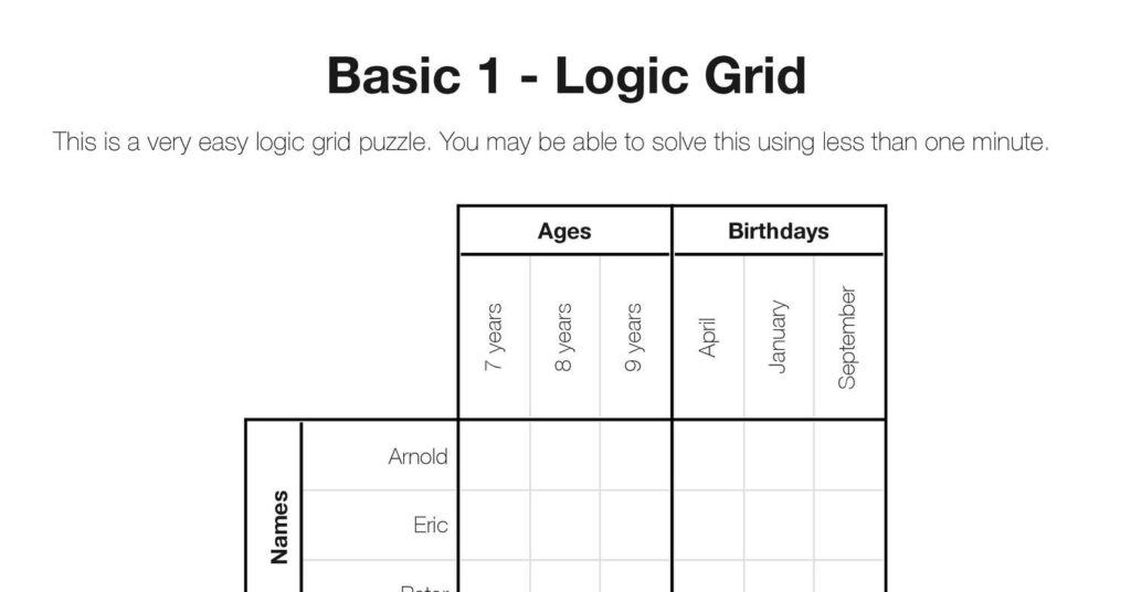 Printable Logic Grid Puzzles Brainzilla Pdf DocDroid | Printable Logic ...